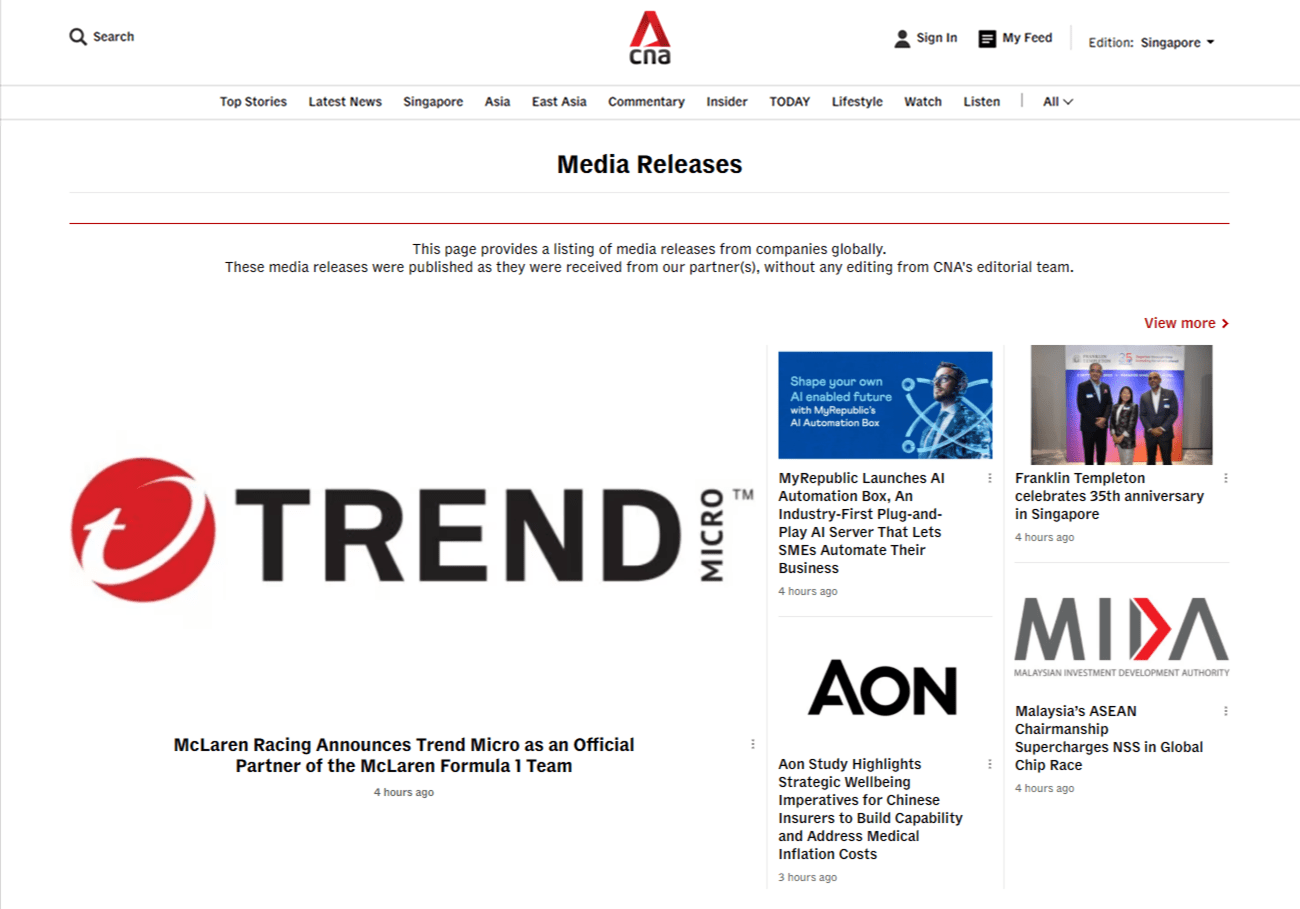 Media OutReach Newswire Strengthens Press Release Distribution Network in Singapore and ...